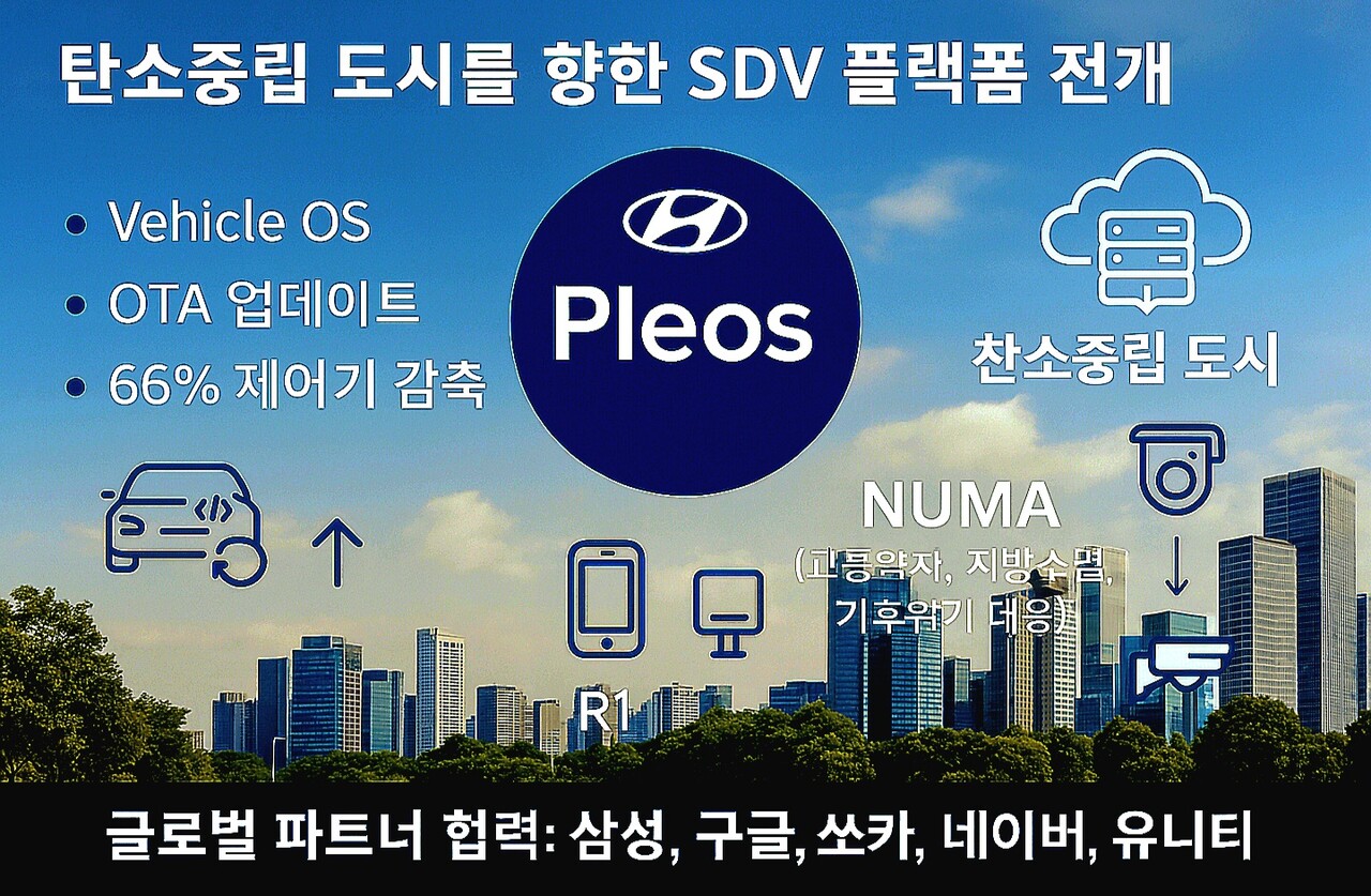 현대차, SDV 기반 '넷제로 도시 해법' 모빌리티 OS ‘Pleos’ 전면 공개